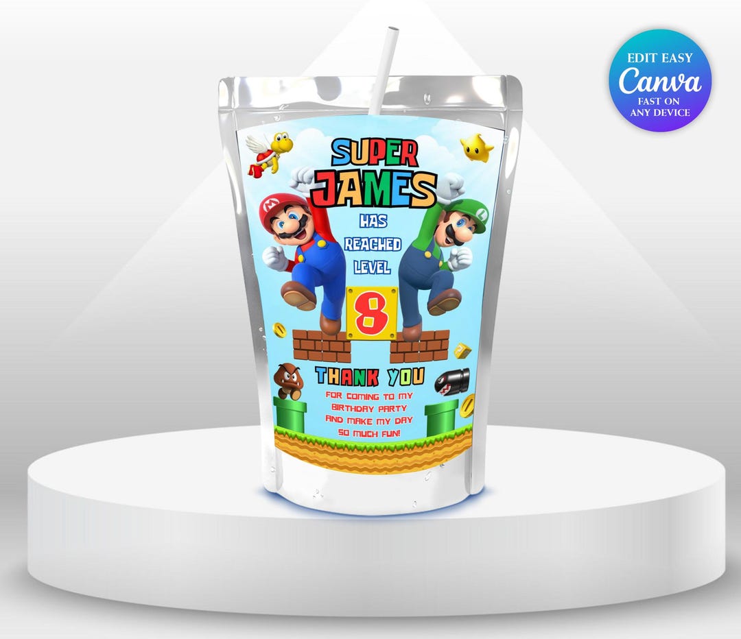 Mario Bros Birthday Capri Sun Label Mario Theme Party Super Mario ...