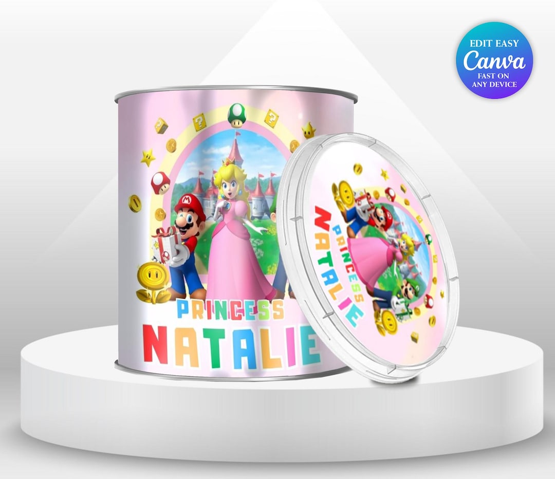 Princess Peach Party Pringle Label Mario Theme Party Super Mario Invite ...