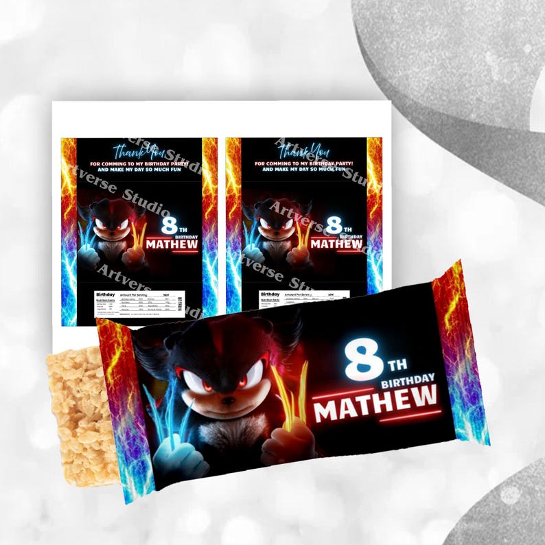 Shadow X Sonic Birthday Rice Krispies Label Super Hedgehog Party 5th ...