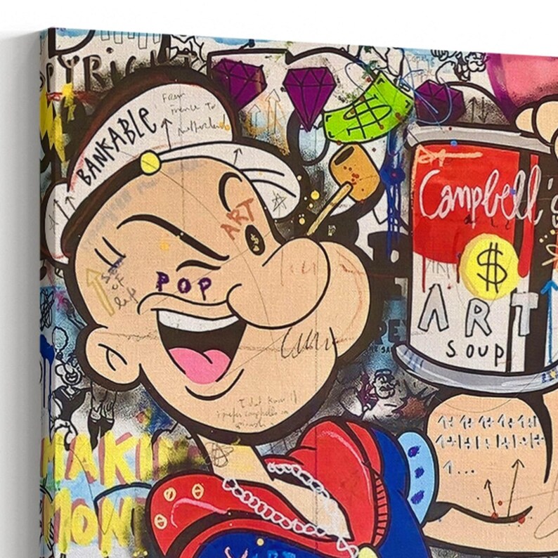 Popeye Pop Art Canvas Print Multicoloured Poster of Strong Character ...