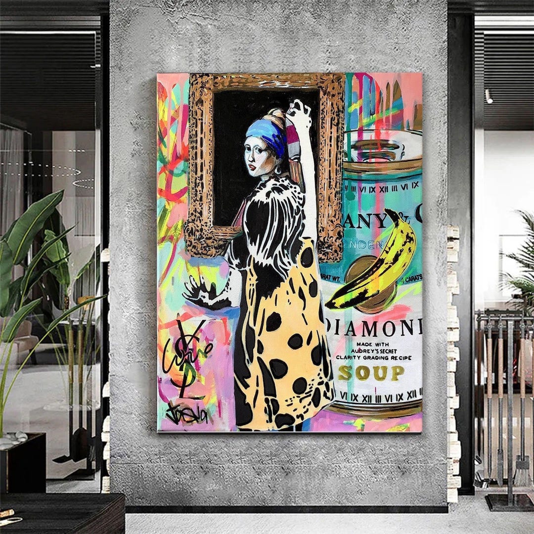 Girl With a Pearl Earring Pop Art Print Original Canvas Decor Featuring ...