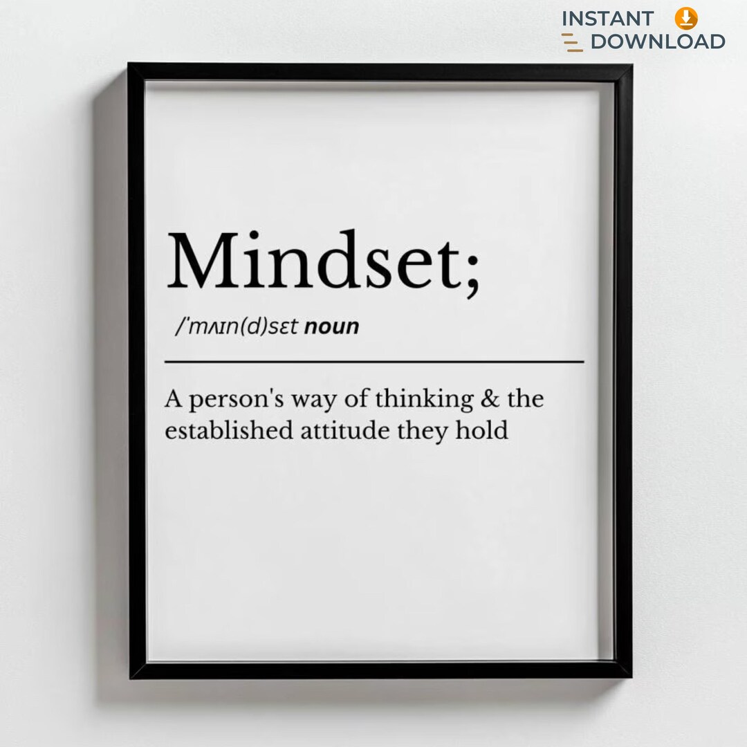 Mindset Definition Print | Sobriety Motivational Wall Art ...