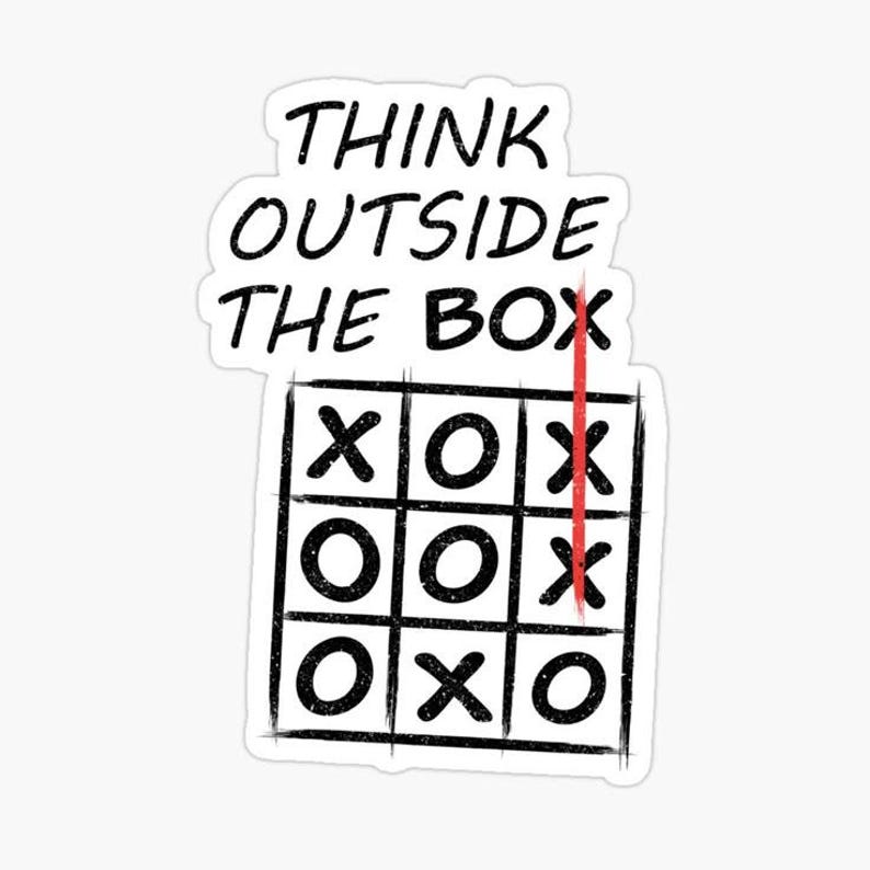 Think Outside the Box Tic Tac Toe Creative Innovative Thinker Sticker ...