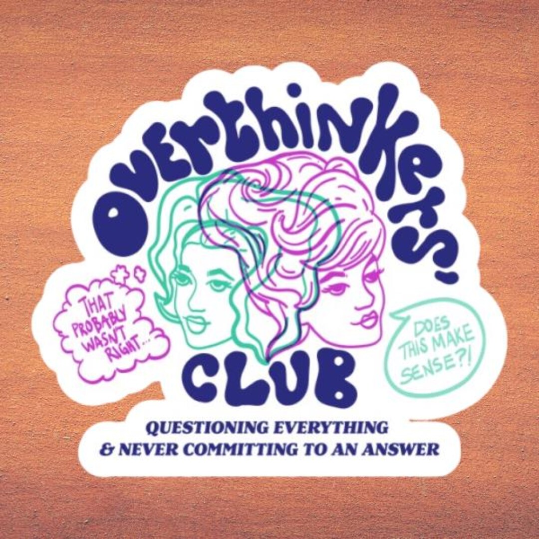 Overthinkers Club Sticker, Vinyl Sticker, Vinyl Decal, Computer Decal ...