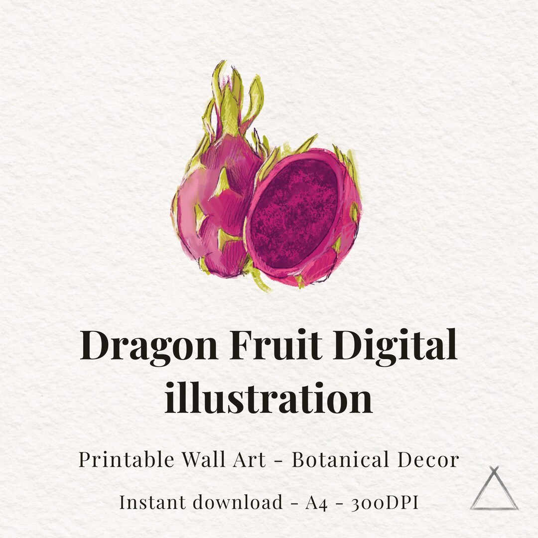 Dragon Fruit Digital Illustration | Printable Botanical Wall Art | Pitaya Art Download - A4 JPG ...
