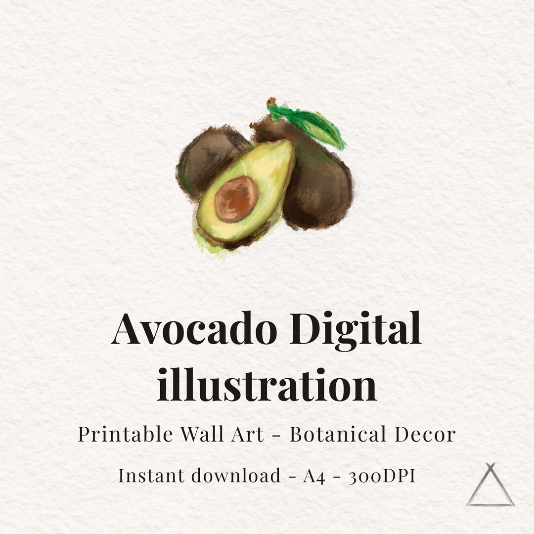 Avocado Digital Print | Printable Kitchen Wall Art | Avocado Botanical ...