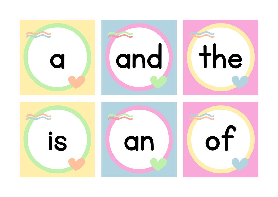 Colorful Hearts Sight Word Flashcards - Etsy