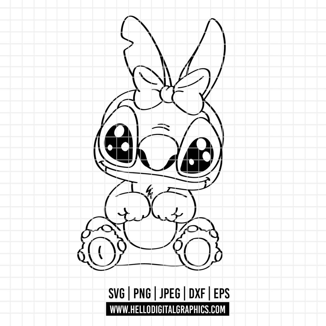 3086 - Excited Stitch Outline SVG, EPS, PNG - Lilo Y Stitch Clipart ...