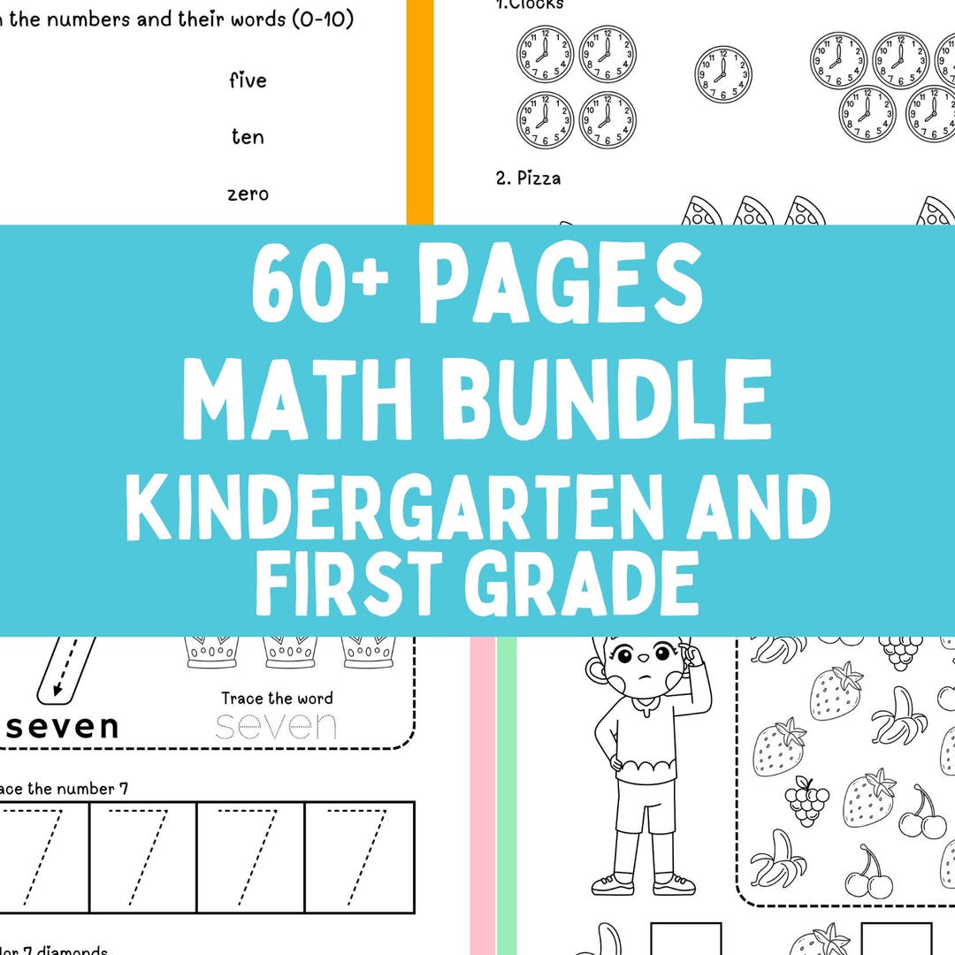 60+ Math Bundle Kindergarten Math Worksheets First Grade Printable Math ...