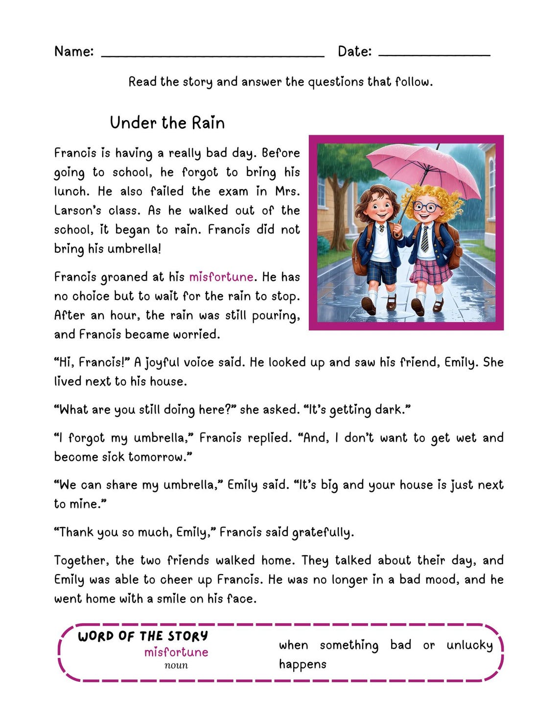 15 Reading Comprehension Worksheets First Grade Reading Worksheets ...