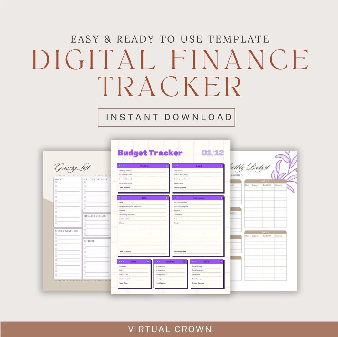 Printable Budget Planner | 12 Month Finance Tracker | Expense and ...