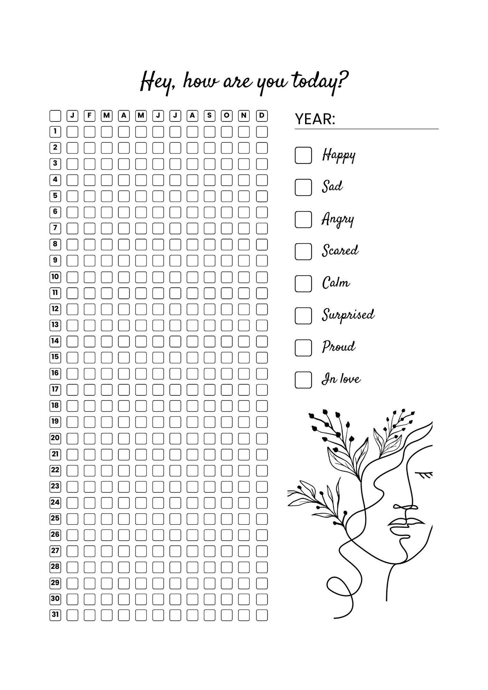 A4/A5 Yearly Mood Tracker - Reflect on Your Emotions Daily - Etsy