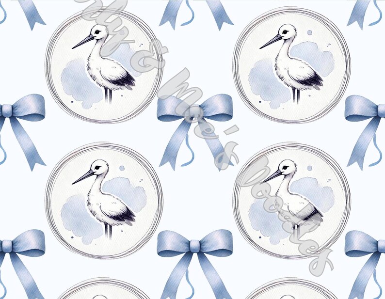 Seamless Nursery Background, Stork, Bow, Instant Digital Download, for ...