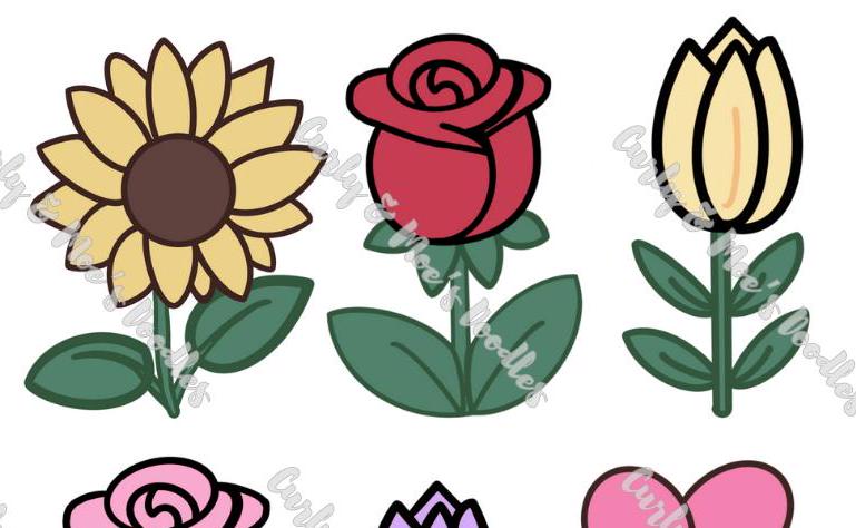 Floral Clipart Doodle Pack | Hand-drawn Flower SVG, PNG (digital ...