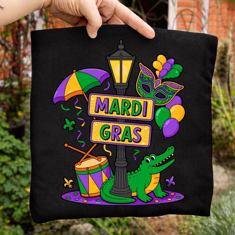 Mardi Gras Street Sign Design | Carnival Lamp Post Gator Mask Art | New ...