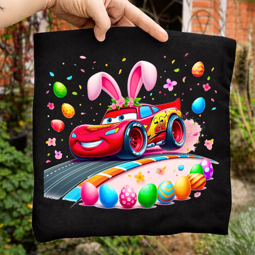 Easter Bunny Racing Car PNG, Cute Cartoon Speed Car With Eggs, Instant ...