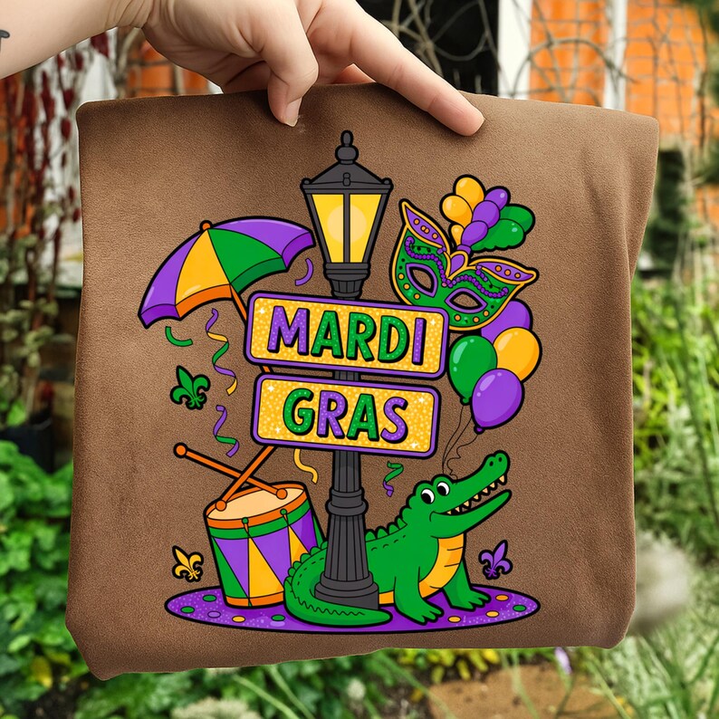 Mardi Gras Street Sign Design | Carnival Lamp Post Gator Mask Art | New ...