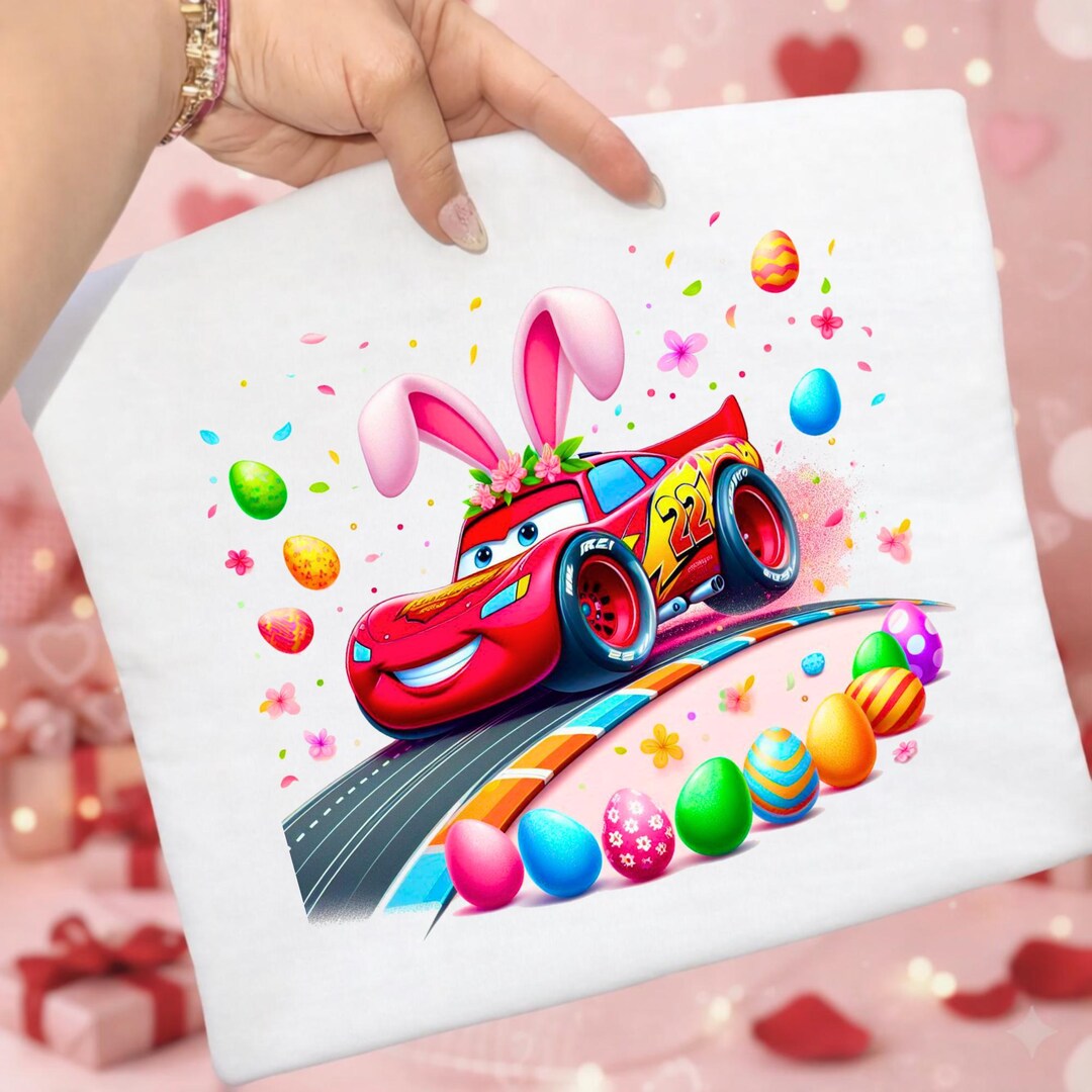 Easter Bunny Racing Car PNG, Cute Cartoon Speed Car With Eggs, Digital ...