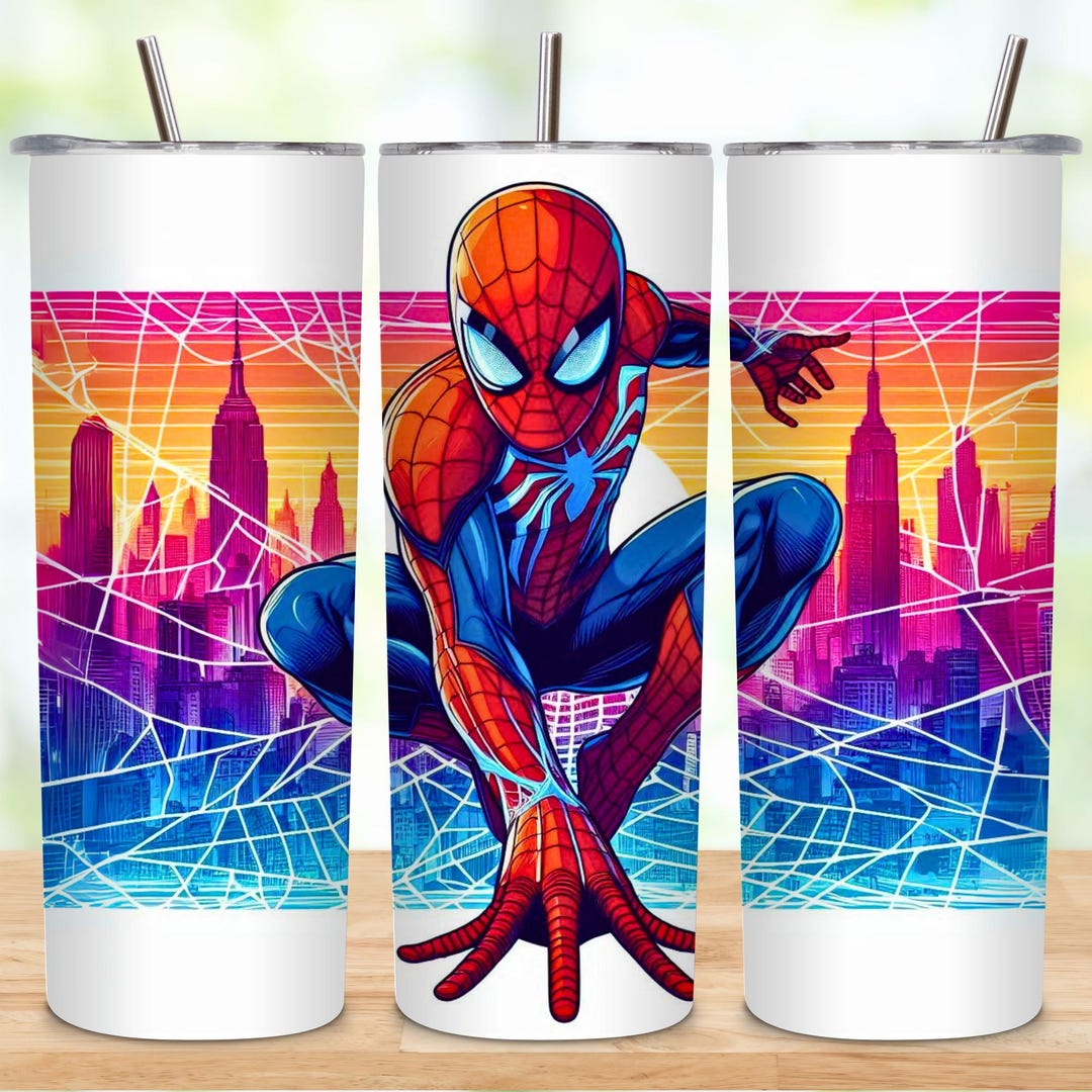 Superhero Tumbler Wrap: Cartoon Watercolor Design (digital File PNG 300 ...