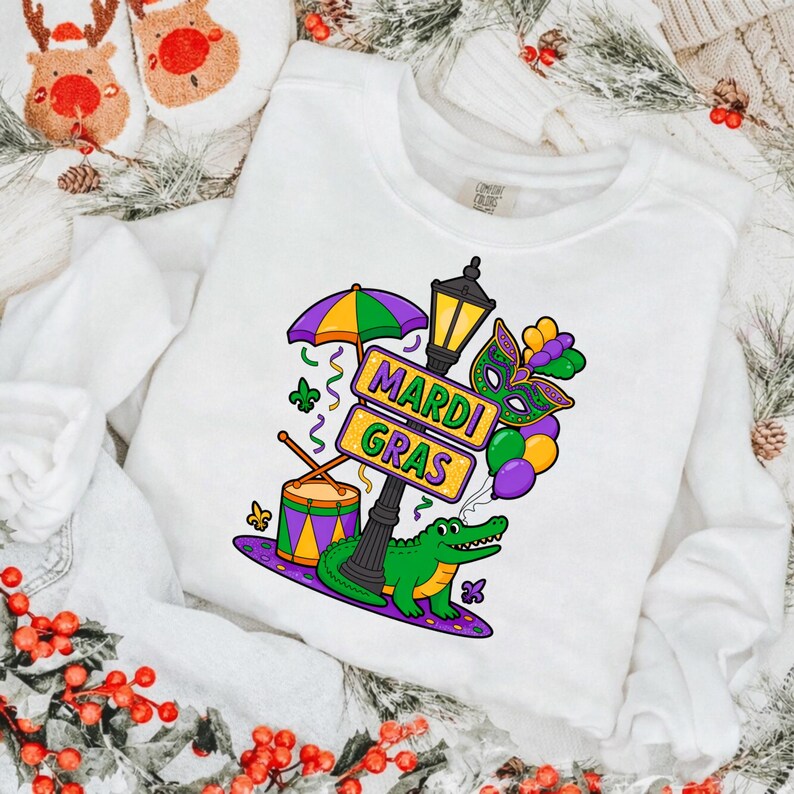 Mardi Gras Street Sign Design | Carnival Lamp Post Gator Mask Art | New ...