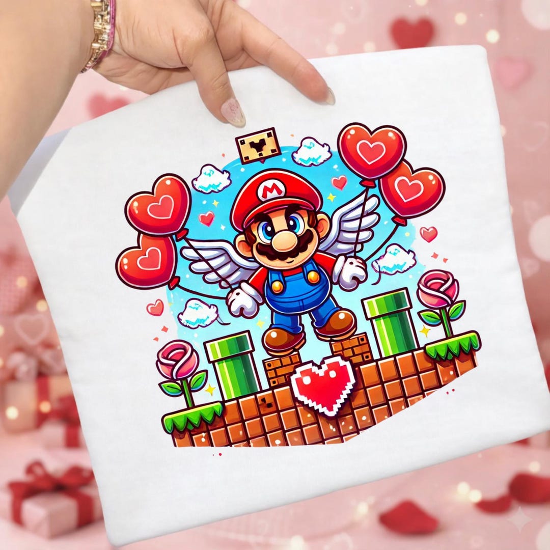 Cartoon Valentine PNG, Super Mario Angel, Kids Shirt Sublimation ...