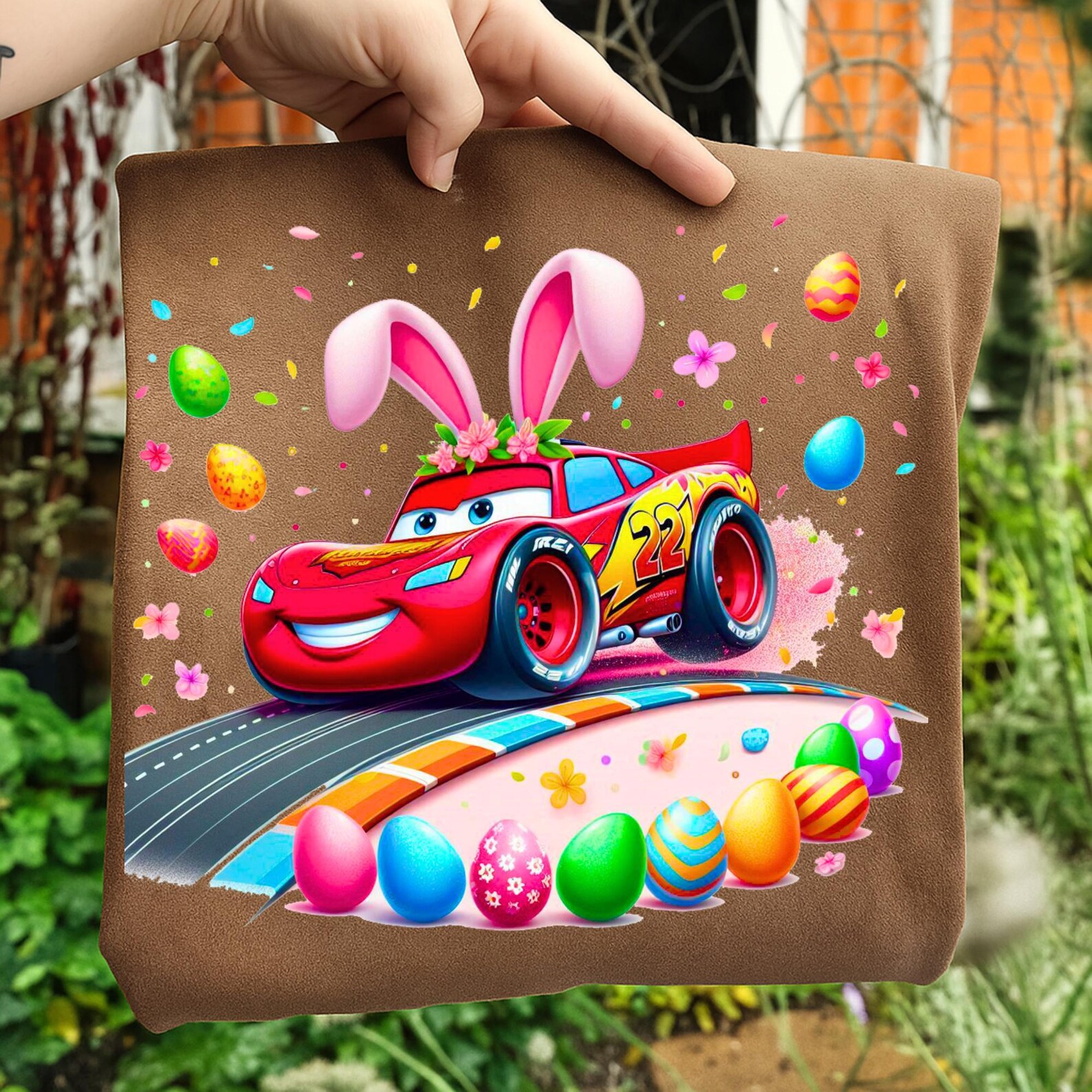 Easter Bunny Racing Car PNG, Cute Cartoon Speed Car With Eggs, Digital ...