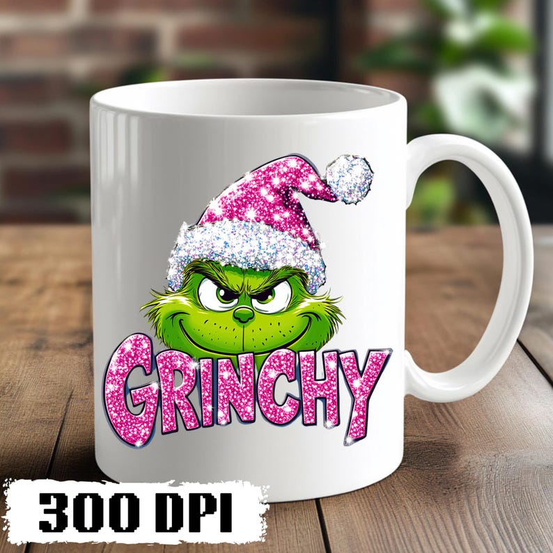 Pink Rhinestone Grinchy Christmas PNG - Holiday Sublimation (digital ...