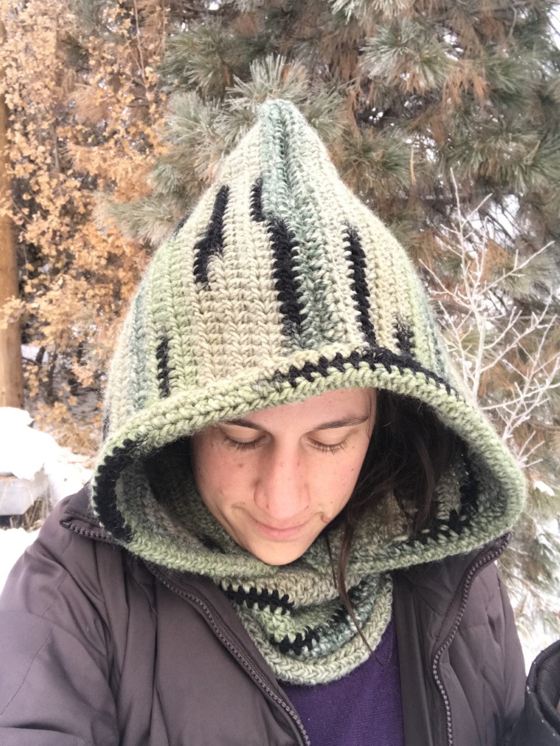 Simple Snood Crochet Pattern, Crochet Cowl With Hood - Etsy