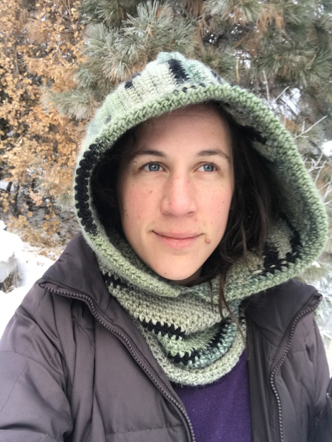 Simple Snood Crochet Pattern, Crochet Cowl With Hood - Etsy