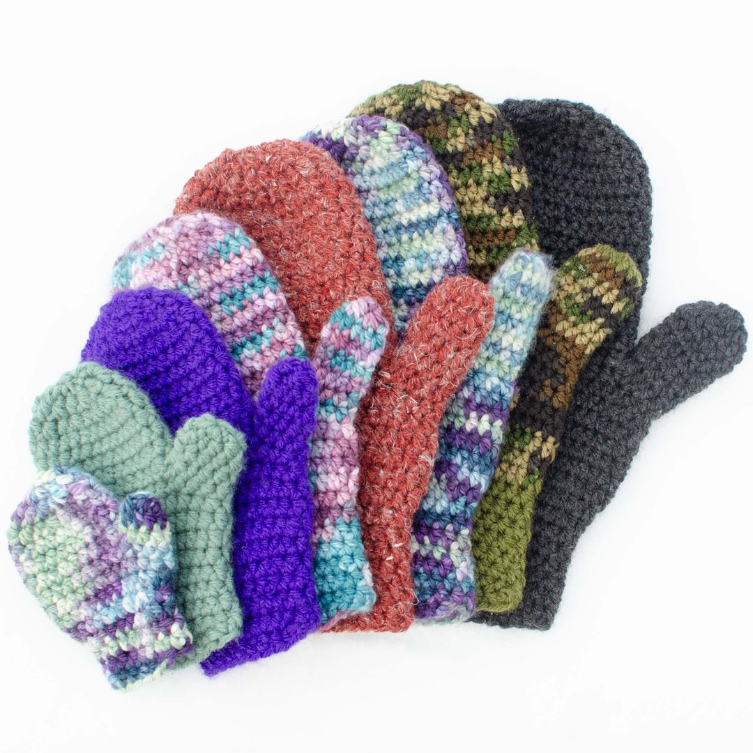 Easy Crochet Mittens Pattern, Child and Adult Sizes, PDF Document Only ...