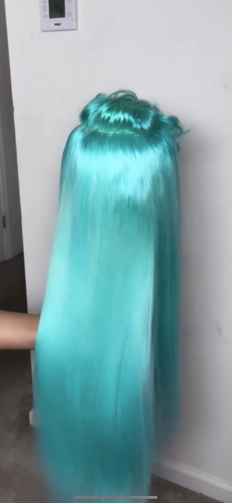 Mint Blue Color Wig Brazilian Human Virgin Hair Silky Straight Daily ...