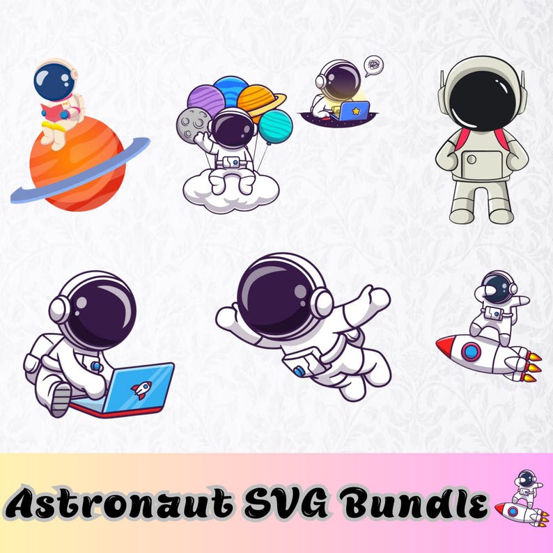Space Watercolor Clipart,astronaut Svg Bundle, Cute Astronaut, Kid ...