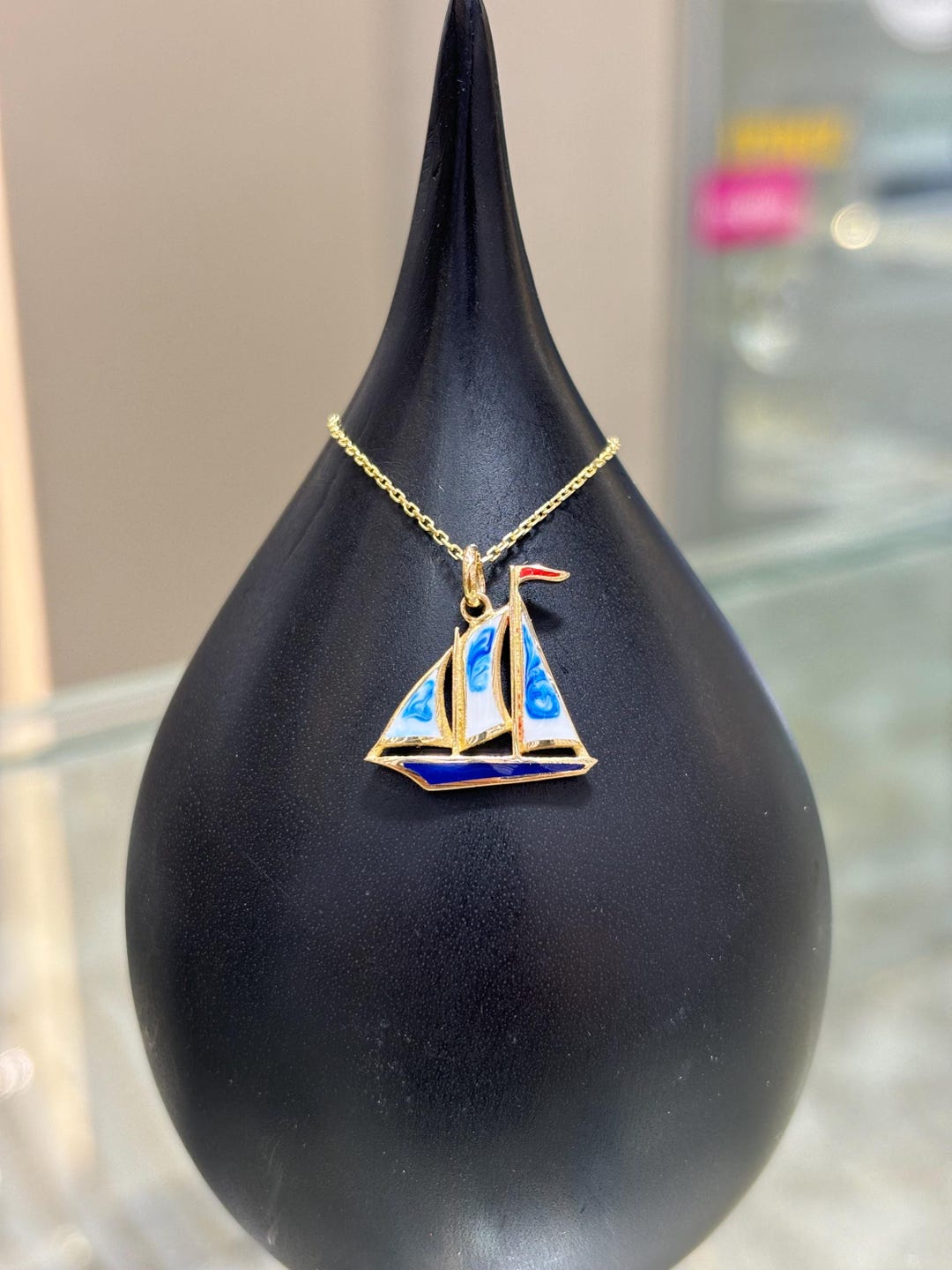 14k Gold Sailboat Pendant Necklace, Boat Necklace, Nautical Jewelry for ...