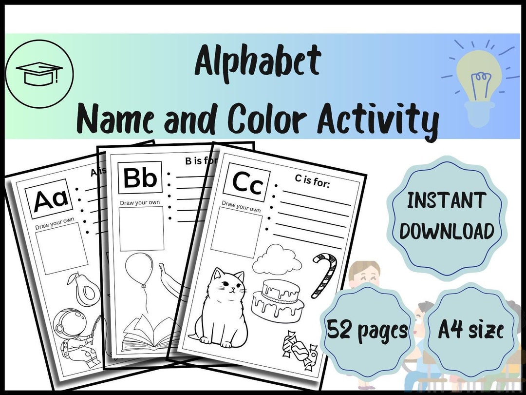 Alphabet Name Writing and Coloring Book Learn to Write, Draw and Color ...