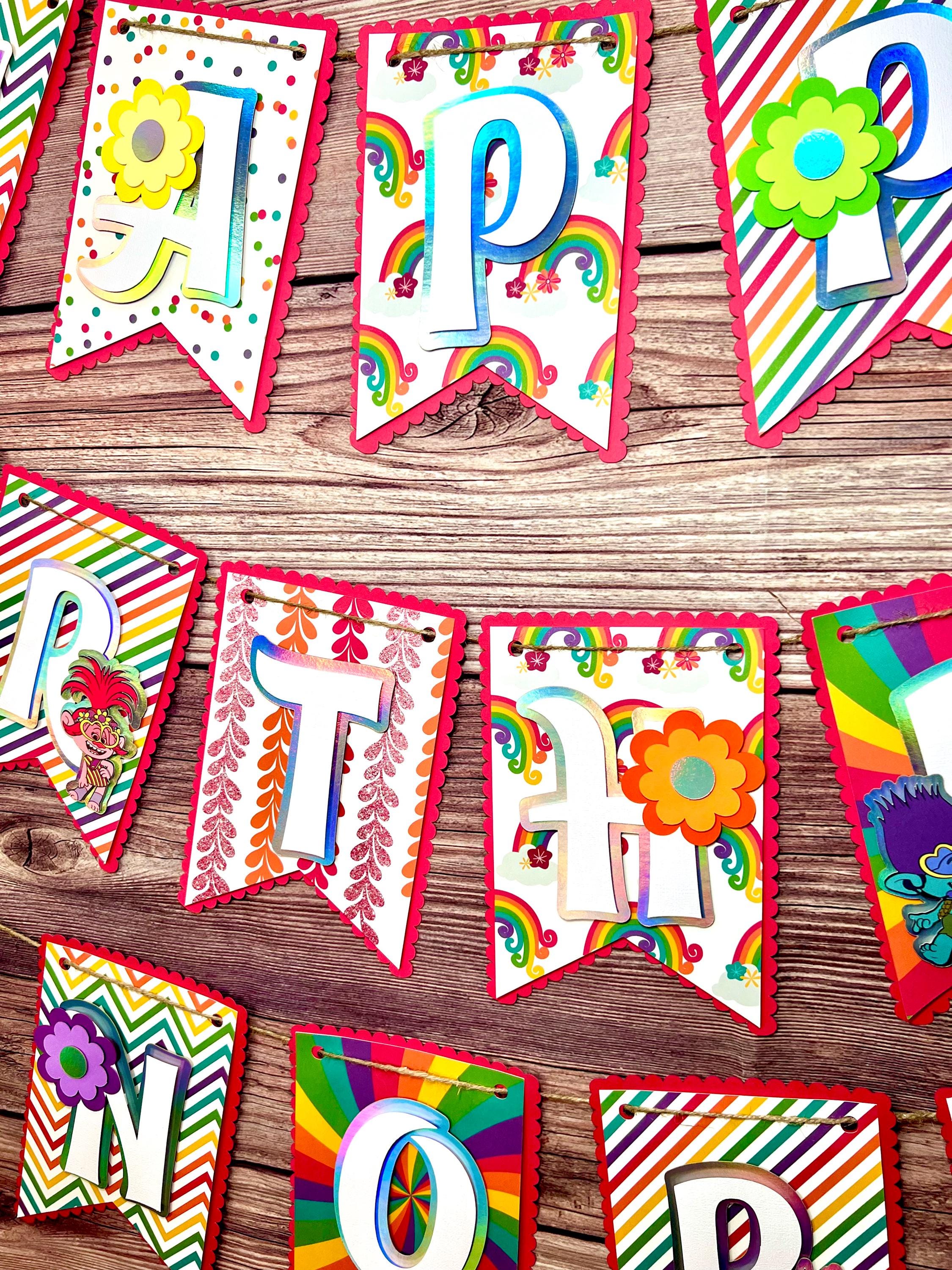 Trolls World Tour Birthday Banner | Trolls Party Décor | Colorful Party ...