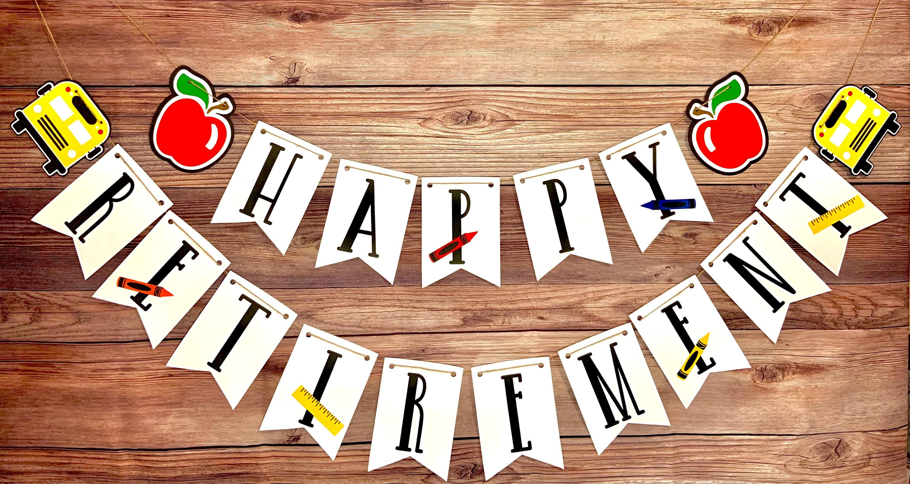 Happy Retirement Teacher Banner | Teacher Retirement Party Décor ...