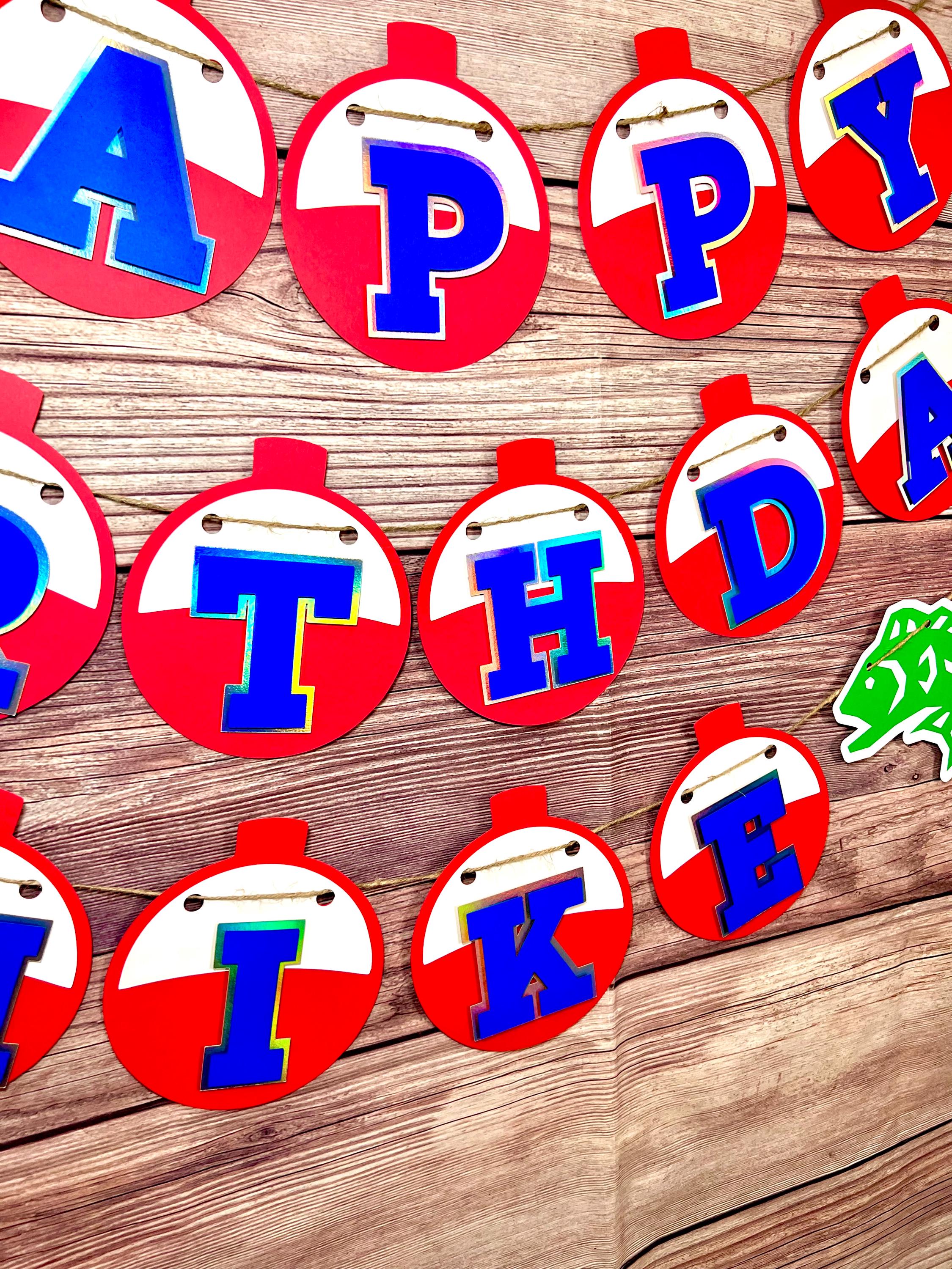 Fishing Bobber Happy Birthday Banner | Gone Fishin' Birthday Party ...