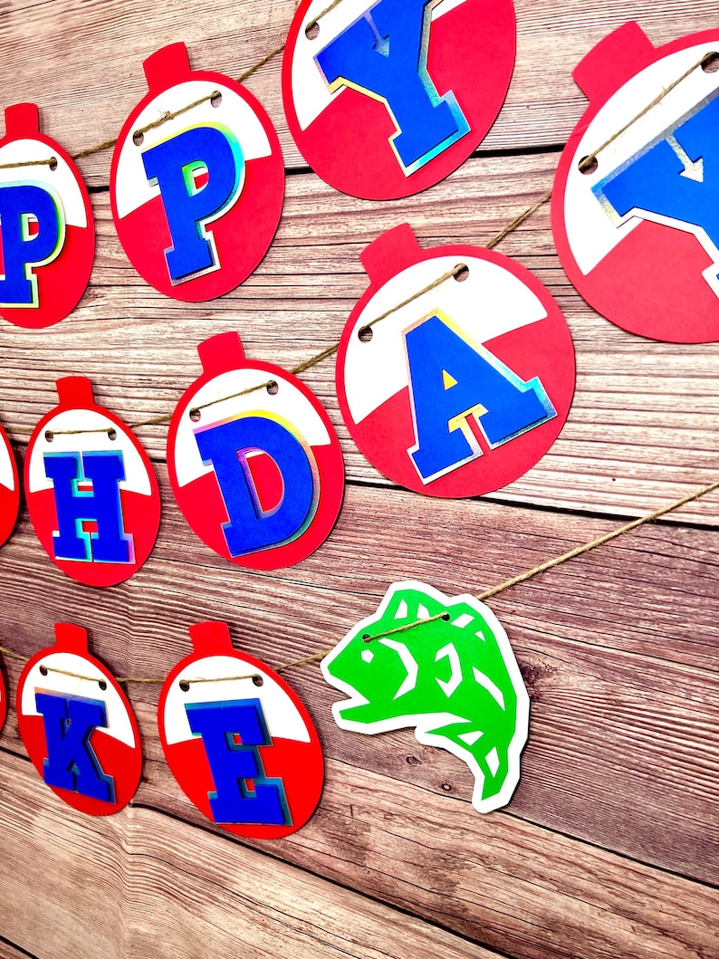 Fishing Bobber Happy Birthday Banner | Gone Fishin' Birthday Party ...
