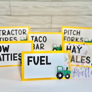 Tractor Food Place Cards | Birthday Party Décor | Retirement Party ...