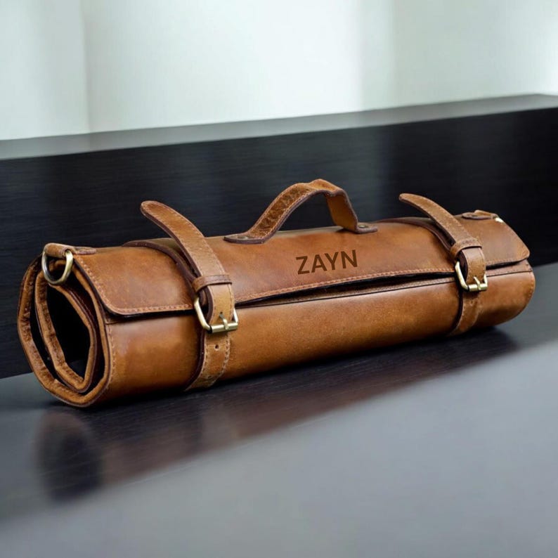 Custom Handmade Leather Chef Knife Roll - Personalized Knife Storage ...