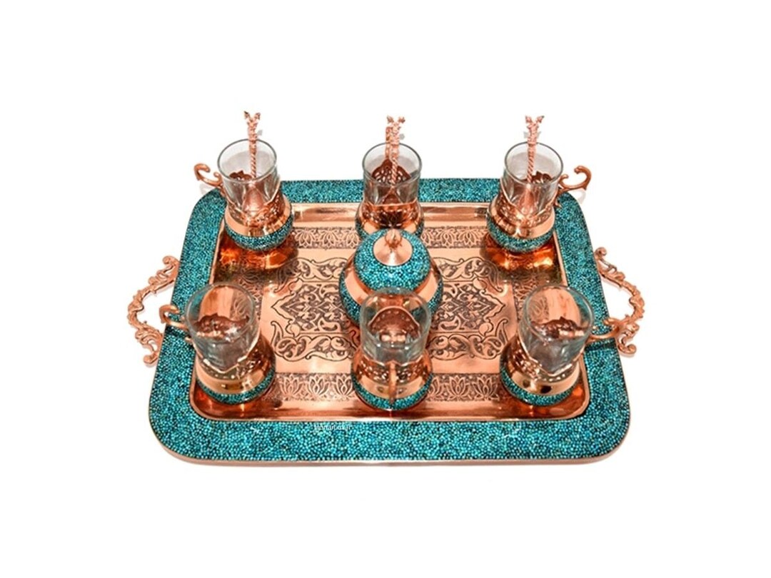 Persian Handmade Turquoise Tea Set - Etsy