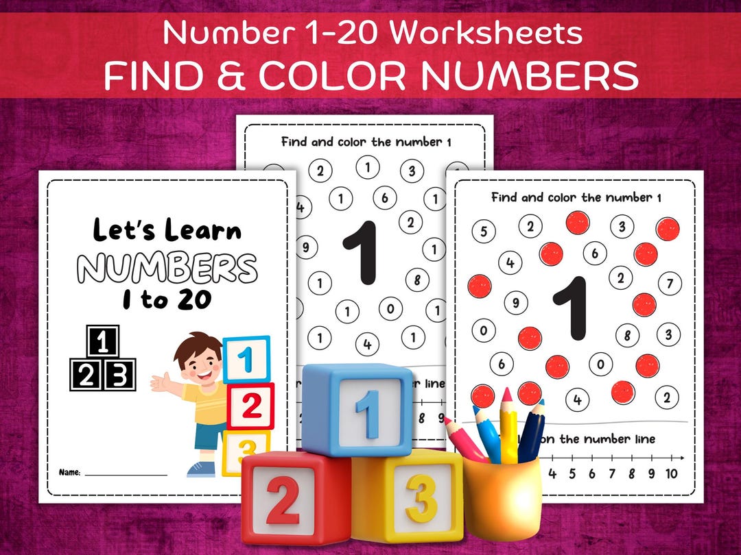 Math Worksheets | Find and Color | Number Recognition | Kindergarten ...