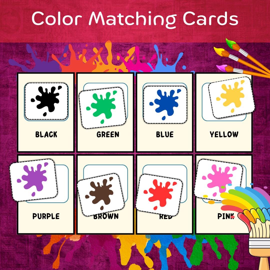 Color Matching Cards for Kids Printable Color Flashcards Learn Colors ...