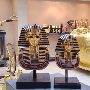Egyptian King Tutankhamun Mask, Replica Funeral Mask for King Tut. Two ...