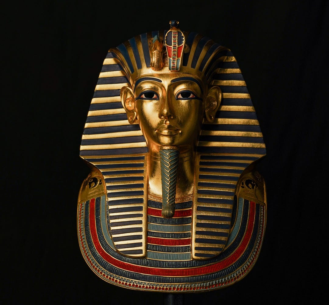 Egyptian King Tutankhamun Mask, Replica Funeral Mask for King Tut. Two ...