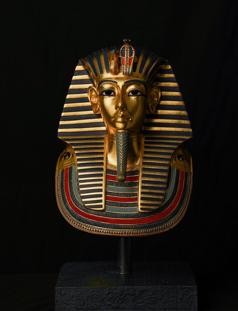 Egyptian King Tutankhamun Mask, Replica Funeral Mask for King Tut. Two ...