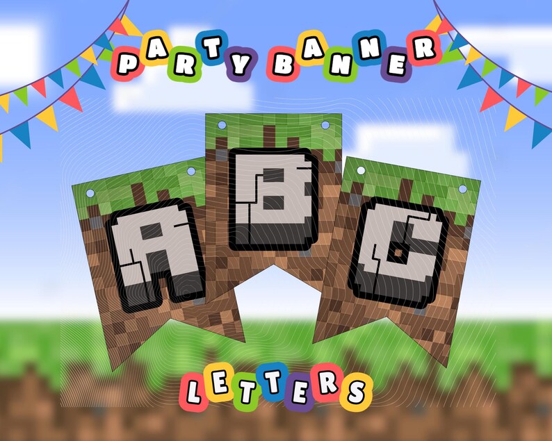 Minecraft Birthday Banner Bunting Flags - Instant Download - Printable ...