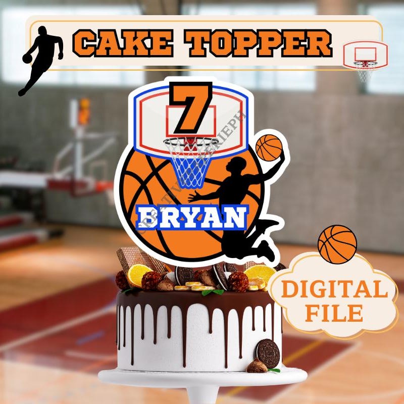 Basketball Cake Topper - Etsy