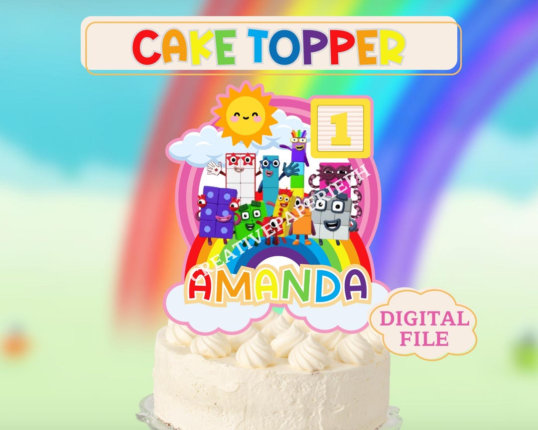 Numberblocks Personalized Cake Topper for Girls, Custom Printable PNG ...