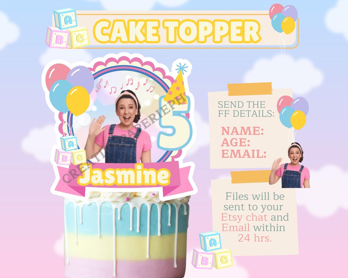 Ms Rachel Personalized Cake Topper, Custom Printable PNG PDF File ...